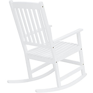 Best Choice Products Indoor Outdoor Traditional Wooden Rocking Chair Furniture w/Slatted Seat and Backrest, White