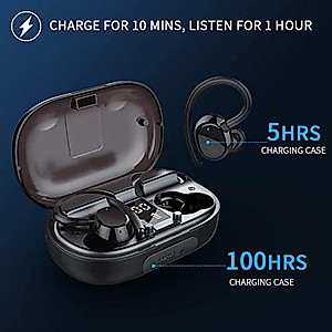 Coucur Wireless Earbuds Sports, Bluetooth 5.1 Headphones with Mic Deep Bass Bluetooth Earphones in-Ear, CVC8.0 Noise Cancelling Earbuds for Running Gym IP7 Waterproof, 100H Playtime, Touch Control