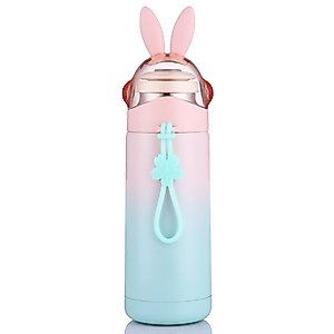 Cute Rabbit Kids Insulation Bottle-Stainless Steel Thermoses,Leak-proof Travel Coffee Mug,Durable Tumbler for Baby Hot Water 12 Ounce