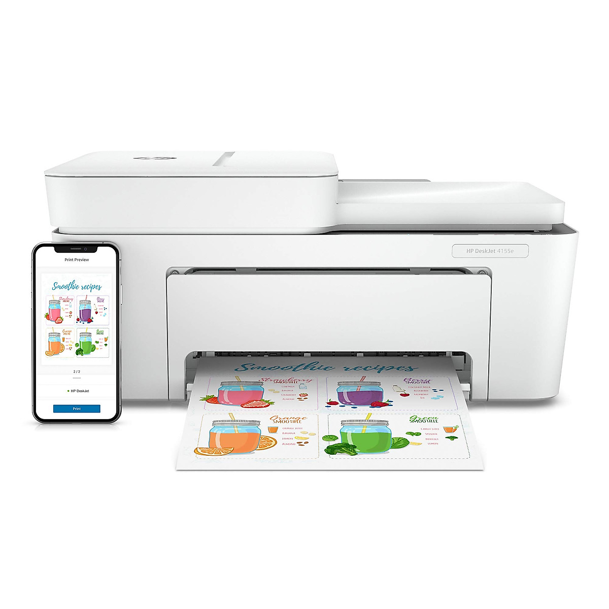 HP DeskJet 4155e Wireless Color All-in-One Printer with bonus 6 months Instant Ink (26Q90A).