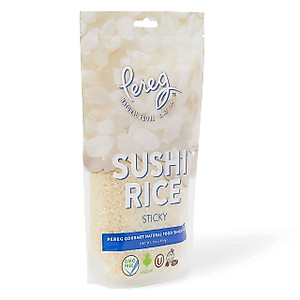 Sushi Rice (16 oz) - White Sticky Short Grain - Vegan, Non-GMO, made in USA - Sushi, Rice Ball, and everyday Japanese dishes - Resealable Packaging