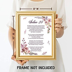 Salmo 23 En Espanol Wall Decor - Psalm 23 Cuadro - Christian Wall Decor In Spanish - 8x10 - Unframed