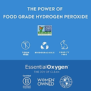 Essential Oxygen Food Grade Hydrogen Peroxide 3%, Natural Cleaner, Refill, 32 Fl Oz