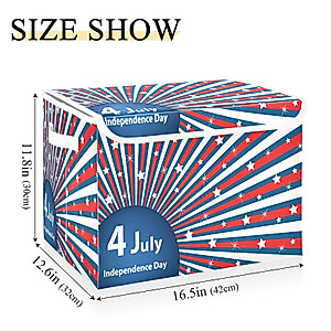 YETTASBIN 4th of July Storage Basket with Lid and Handles, Large Collapsible Fabric Storage Bins Sturdy Storage Organizer for Shelves, Closet, Bedroom, School, Office, Home Decor