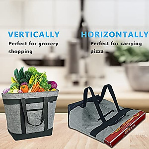 Large Insulated Grocery Bags Cooler Bag, 2 in 1 Cooler Tote/Cooler Backpack, Leak-Proof Soft Cooler Bag for Food Delivery, Grocery Shopping, Travel, Beach, Camping & Outdoor Activities (Grey)