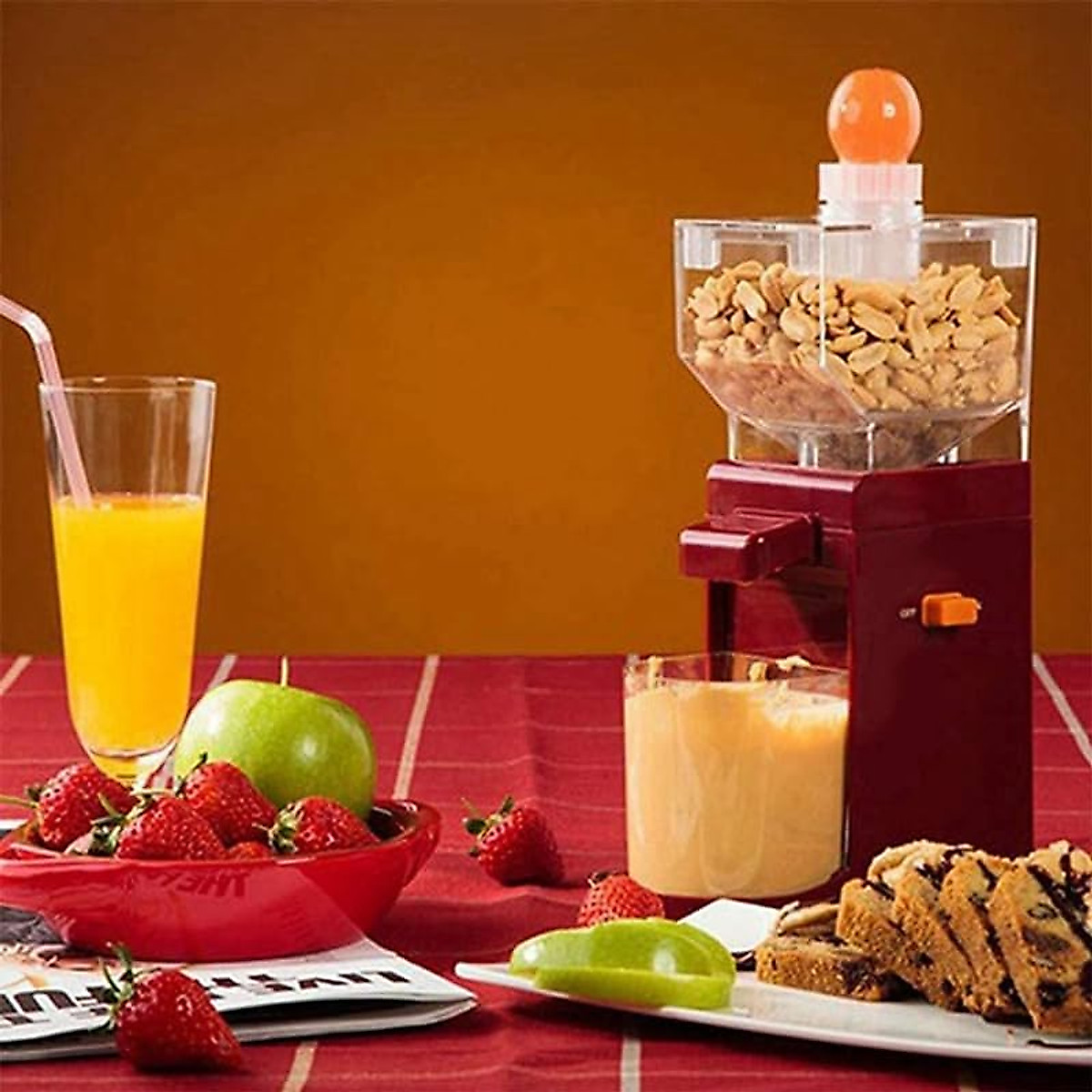 Srutueo Electric Peanut Butter Maker Machine,Sesame Sauce Nut Grinder,Automatic Milling Grinding Machine,for Grinding US Plug Easy Install Easy to Use