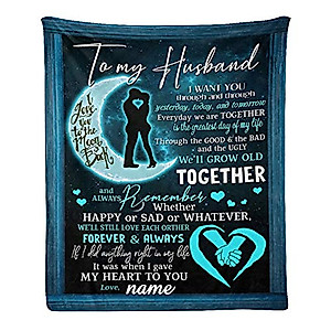 CUXWEOT Custom Blanket with Name Text Personalized to My Husband Soft Fleece Throw Blanket for Gifts (50 X 60 inches)