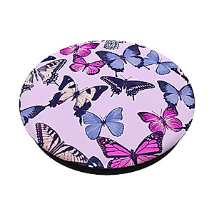 Cute Colorful Butterfly Design Pattern On Pink PopSockets Swappable PopGrip