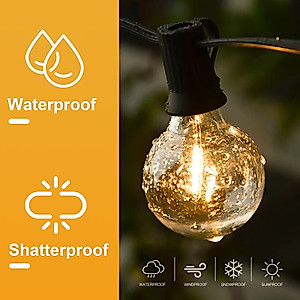 Jslinter 25Pack G40 LED String Light Bulbs Replacement, 1W(11W Equivalent), 60LM, 2200K Warm White, Shatterproof, E12 Screw Base, Vintage Edison Bulbs for Patio Garden