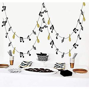 Music Party Decorations, Music Notes Decorations Music Note Garland Black Gold G Clef Garland, Music Party Banner, Music Birthday, Black Gold Music Theme Party,Rock Star Birthday Rock and Roll Party