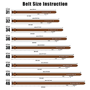 NPET Mens Leather Belt Full Grain Vintage Distressed Style Snap on Strap 1 1/2" Wide (For 32"-34" waist, coffee)