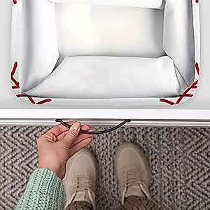 TropicalLife Baseball Laces Stitches Storage Basket Ball Softball Storage Bin Box Toys Organizer Shelf Cube with Handles for Kids Room Kitchen Office Nursery