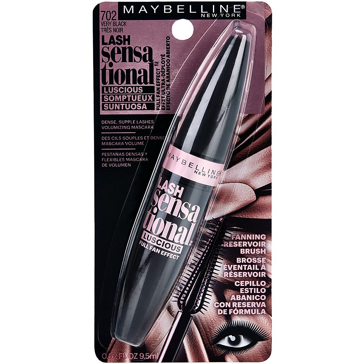 Maybelline Lash Sensational Luscious Washable Mascara, Very Black, 0.32 fl. oz., Washable Very Black, 1 Count