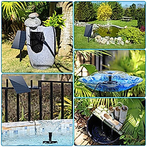 10W Solar Fountain Pump with Multiple Nozzles, DIY Water Feature Kit for Outdoor with Pipe, Solar Powered Water Fountain Pump for Bird Bath, Garden, Ponds, Fish Tank