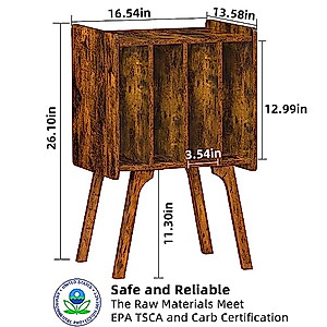 LELELINKY Record Player Stand, Brown Record Storage Table with 4 Cabinet Up to 100 Albums (Patented)