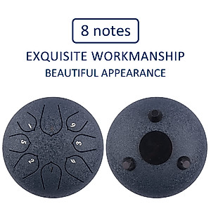 LOMUTY Steel Tongue Drum Rain Chime, 8 Notes 6 inch Rain Drum for Outside When It Rains, Chakra Drum with Bag, Mallets, Finger Picks, Percussion Instrument for Meditation Yoga Education (Navy)