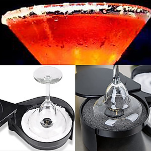 Glass Rimmer Salt Rimmer, Sugar Rimmer Cocktail, Margarita Salt Rimmer Set with 1 Sets Ice Cube Clips 3 Tier Glass Rimmer for Margarita Tray and Cocktail
