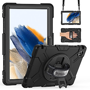 GROLEOA Samsung Galaxy Tab A8 Case 10.5 2022: Protective Rugged Samsung A8 Case for Kids with Pen Holder- Hand Strap- Kickstand- Shoulder Strap for Tablet A8 Case 10.5 Inch (SM-X200/X205/X207), Purple