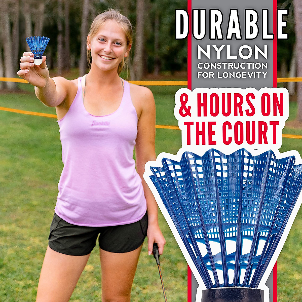 Franklin Sports 2 Player Badminton Replacement Set - 2 Badminton Racquets and 2 Shuttlecocks - Adults and Kids Backyard Game - Red, Blue, Stars, One Size