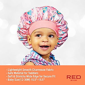 Red by Kiss Toddler Satin Bonnet Sleep Caps Hair Wraps Hair Bonnet (Pink Unicorn)