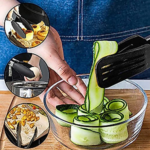 Mini Silicone Serving Tongs Set of 3 - Non-stick Small Kitchen Tongs (7 inch) with Silicone Tips and Stainless Steel Handle, Cooking Tongs for Salads, Pasta, Steaks, Vegetables
