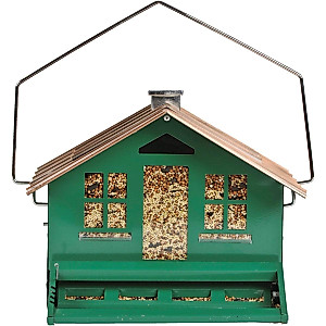 Perky-Pet 339-1SR Squirrel-Be-Gone II Home Style Bird Feeder with Chimney, Squirrel Proof Bird Feeder with Weight-Activated Perches, Large 8lb Capacity Outdoor Wild Bird Feeder