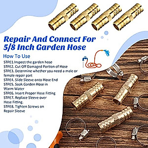12 Pieces Hose Repair Connectors with Claps Brass Garden Hose Repair Kit Fitting Water Hose Repair Kit Solid Female Hose End Repair Small Garden Hose Parts and Connectors for Water Hose Repair Fitting