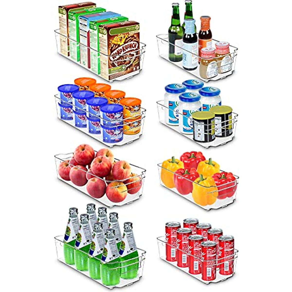 Utopia Home Bundle Pack of 9 Refrigerator Organizers- 1 x 14 slots Egg tray with lid and handle, & 8 drawers (4 x Small & 4 x Large)- Stackable Plastic Storage Racks for Pantry, Kitchen - (Clear)