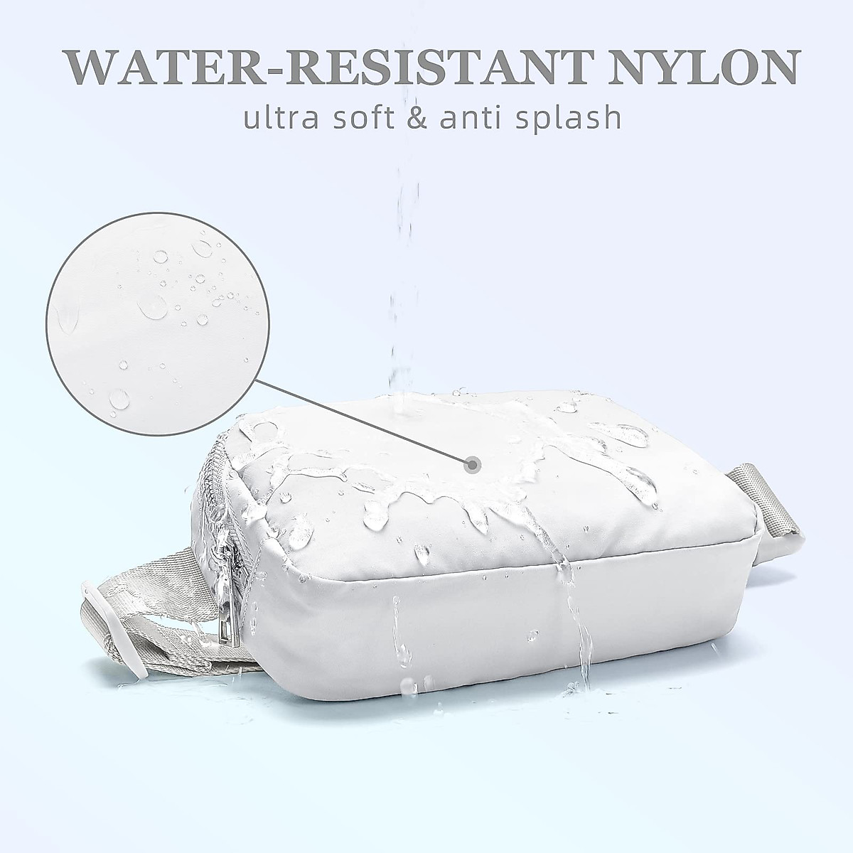 HVJCEZ Belt Bag for Women Men, Fashion Crossbody Fanny Packs Waterproof Mini Waist Bag Bum Bag with Adjustable Strap for Running, Hiking, Walking and Travel White