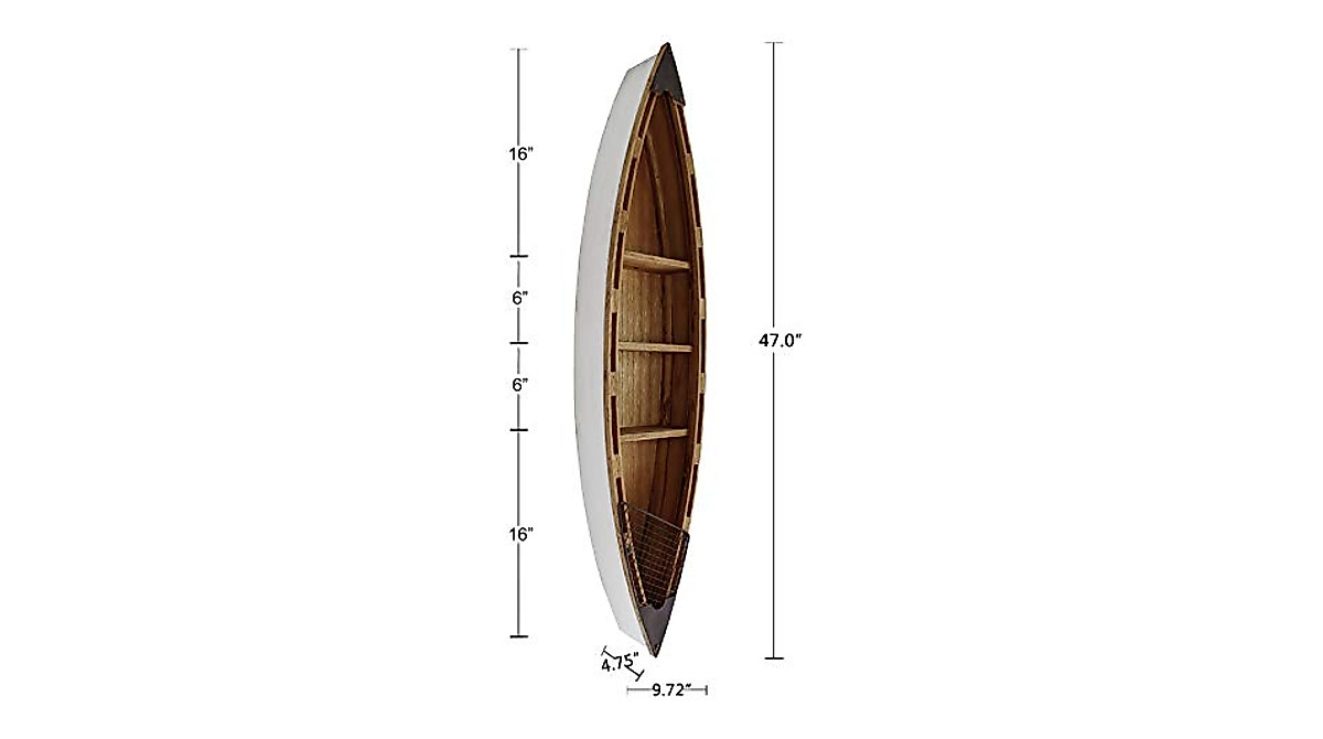 Wood Hanging Boat Shelf 47" Nautical Wall Storage for Coastal Decor