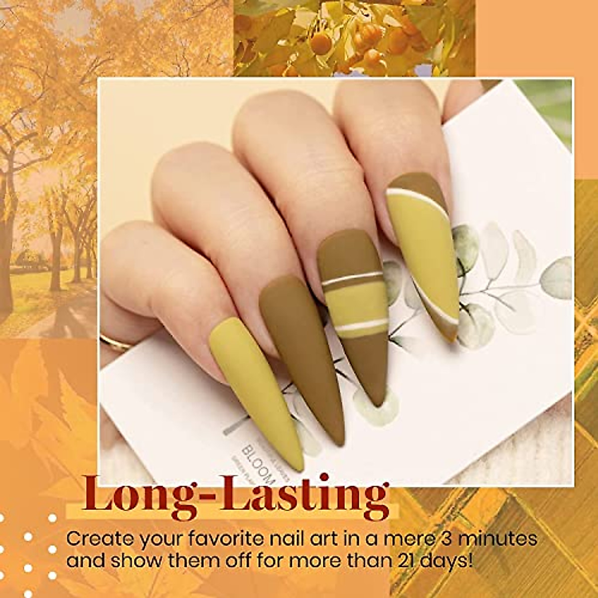 Beetles Fall Winter Gel Nail Polish Kit, Red Yellow Orange Green Gel Polish Set with Glossy & Matte Gel Top Coat Base Coat Soak Off Nail Lamp Christmas Mother's Day Gifts for Women, 20 Pcs
