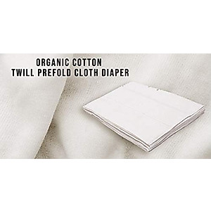 KaWaii Baby Prefold Cloth Diaper, Organic Cotton Twill, 4 x 6 x 4 ply DSQ Quality Washable & Reusable (10-36 lbs) White - 12-Count