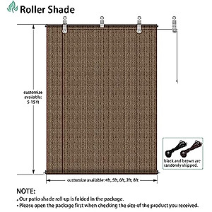 SunnyRoyal Patio Shades Roll Up Outdoor Exterior Roll Up Blinds for Patio Yard Deck Porch Balcony Backyard 7' W X 6' L Brown