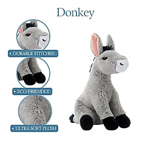 The Petting Zoo Donkey Stuffed Animal Plushie, Gifts for Kids, Wild Onez Farm Animals, Donkey Plush Toy 12 Inches