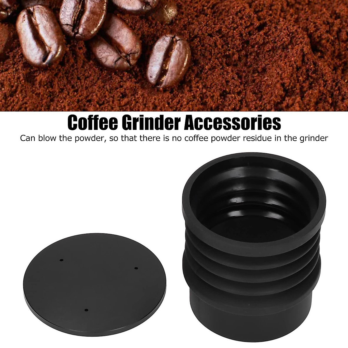 Junlucki Grinder Blowing Bean Bin, Silicone Coffee Grinder Blowing Tool Hand Pressure Powder Blowing Bean Bin Grinder Bean Funnel Universal Coffee Grinder Cleaning Tool for 52‑70MM Grinder