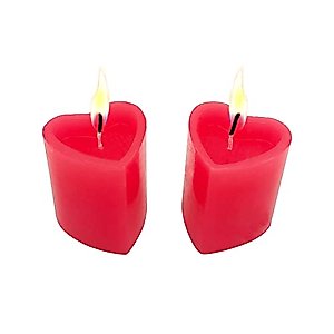 2 PCS Heart Shape Candles for Valentine's Day, Candles,Dripless & Long Lasting Smokeless Red Heart Shaped Candles for Mood,Romantic Decor,Pool,Dinners,Home,Wedding,Crafts