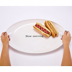 Mud Pie Melamine Serving Platter, White, 12" x 18"