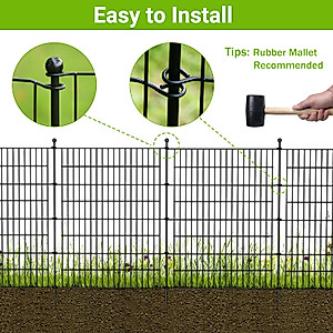 5 Panels No Dig Decorative Outdoor Garden Fence for Yard, 40 in(H) X 11.8 ft(L) Animal Barrier Fencing Rustproof Metal Wire Panel Border for Dog, Rabbits, and Patio Temporary Ground Stakes