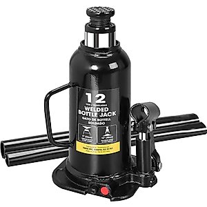 Torin 12 Ton (24,000 LBs) Capacity Hydraulic Welded Heavy Duty Bottle Jack, AT91203BB , Black