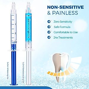 SINORIKO Teeth Whitening Kit with 6X LED Light for Sensitive Teeth 10 Min Fast Result, 3 Carbamide Peroxide Whitening Gel 1 Remineralizing Gel, Mouth Tray with Case, Home Teeth Whitener