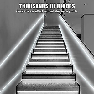 Tatazone White COB Led Strip Light with RF Remote, 16.4ft 6500K Dimmable Bright Daylight White COB Light Strip, Indoor COB Led Lights for Mirror, Ceiling, Kitchen, Room, Cabinet, Closet