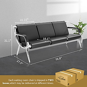 OmySalon Waiting Room Reception Bench, PU Leather Furniture Guest Seating Lobby Conference Chairs with Armrest for Clinic Office Airport Barber Salon Bank