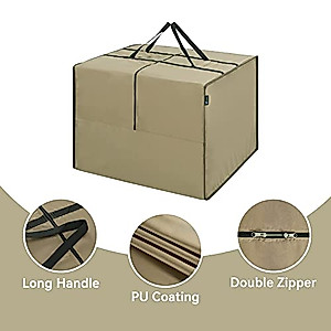 SORARA Square Cushion Cover Storage Bag, Outdoor Protective Zippered Patio Furniture Cover, Garden Furniture Cushion Carrying Bag with Handle, Water Resistant, 32''L x 32''W x 24''H,Brown