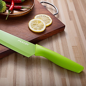 Perkin Chef Knife Kitchen Knife with Sheath Cooking Knife Stainless Steel with Non Stick Coating Ergonomic Handle