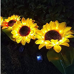 Garden Solar Lights Outdoor Decorative Sunflower Decor Solar Pathway Lights Outdoor LED Solar Garden Lights Waterproof Solar Landscape Lights for Lawn Patio Yard Garde (2)