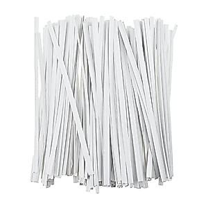 HAHIYO 300Pcs 5Inches White Kraft Paper Twist Ties Bread Candy Coffee Bag Ties Plant Twist Ties for Cellophane Treat Bag Gift Wraping Bag Plastic Bag Halloween Halloween Party Cake Present Art Craft
