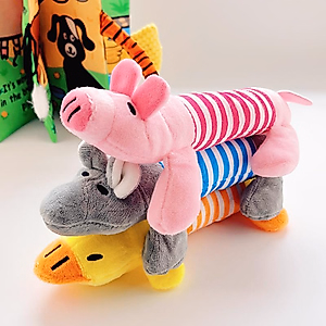 YASREKUYI 3PCS pet Dog cat Plush Cartoon Embroidery bite Resistant Decompression Duck Piglet Elephant Cute Vocal Toy Supplies