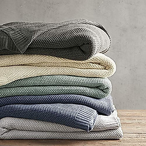 INK+IVY Bree Knit Throw Blanket for Bed, Sofa, and Couch, Lightweight, Breathable, Soft & Cozy Summer Blanket, King (108 in x 90 in), Grey