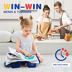 Jollybaby Baby Soft Busy Books -My Quiet Book, Travel Toy & Montessori Sensory Educational, 10 Preschool Learning Activities for 1 2 3 Year Old Toddlers Boy Girl(Blue)