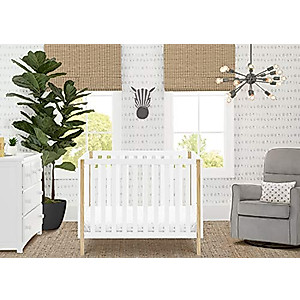 Delta Children Gio Mini Crib with 2.75" Mattress Included, Bianca White/Natural